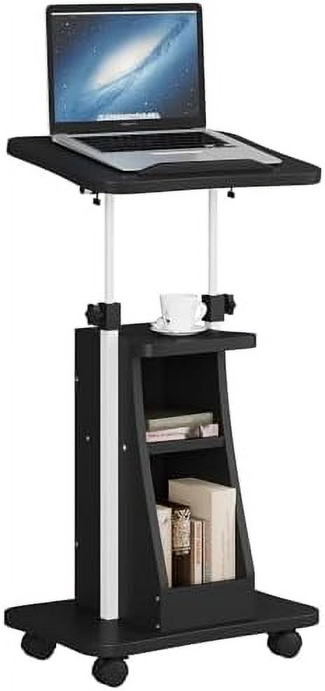 Mobile Laptop Podium with Tilting Desktop, Rolling Laptop Computer Cart ...