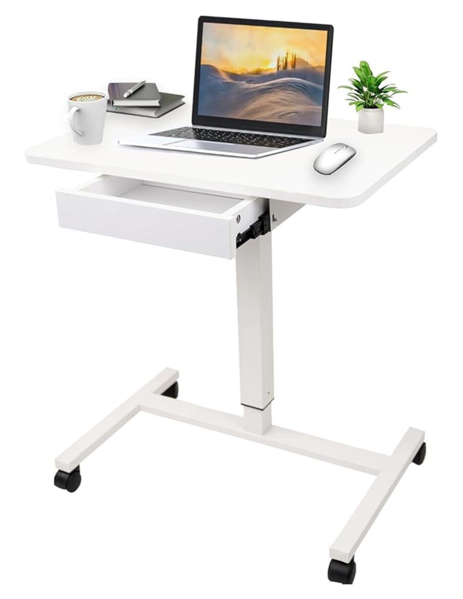 Mobile Laptop Standing Desk, Height Adjustable Teacher Podium with ...