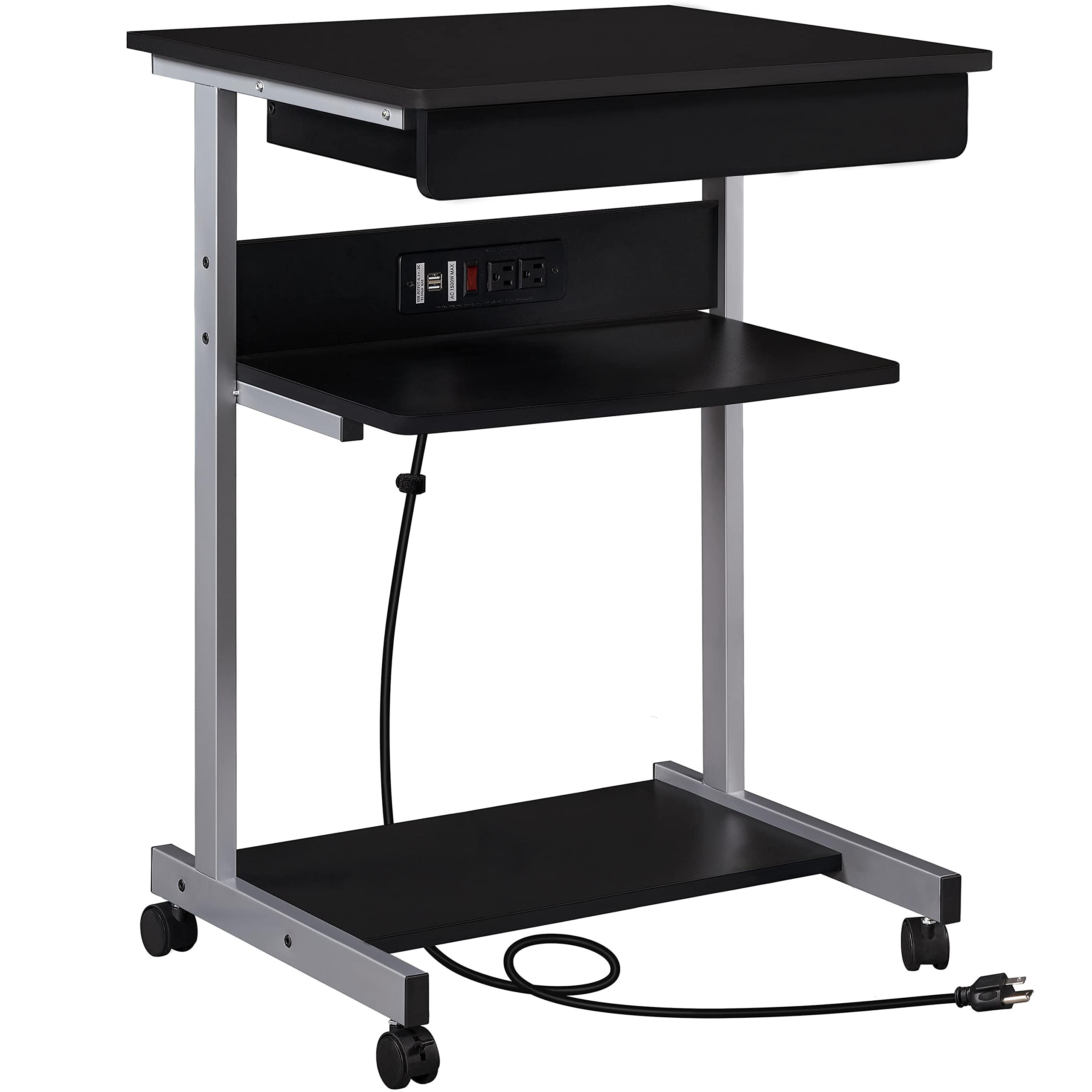 Mobile Laptop Table with Power Outlet, Compact Corner Workstation for ...