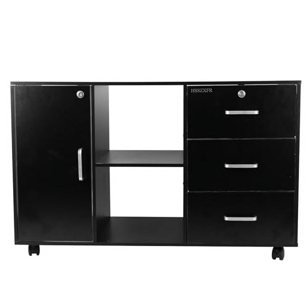 Mobile Lateral Filing Cabinet, Wood File Furniture with Lockers Office ...