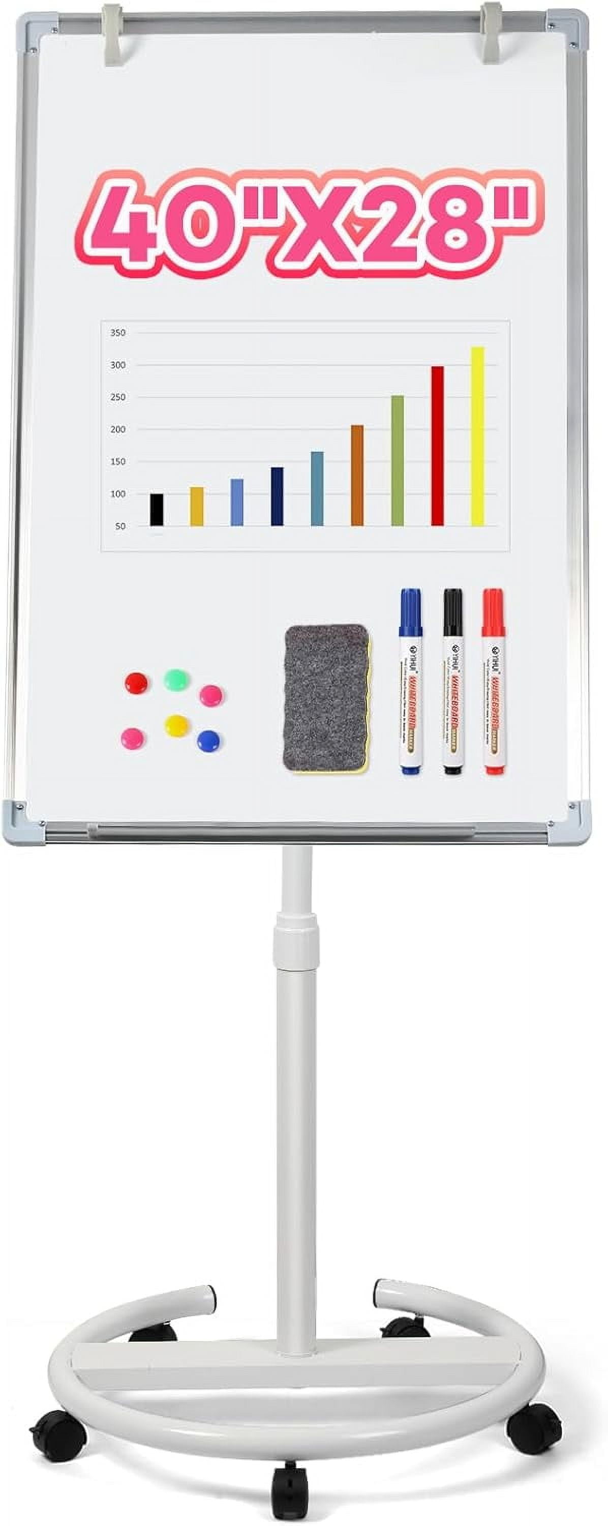 Mobile Magnetic Portable Dry Erase Board, 36 x 24 in Rolling White ...