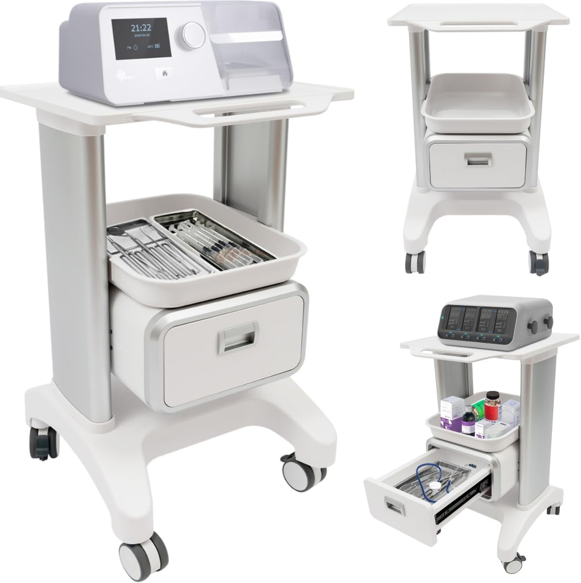 Mobile Medical Trolley Cart 220.46Lbs Load Medical Cart with Wheels ...