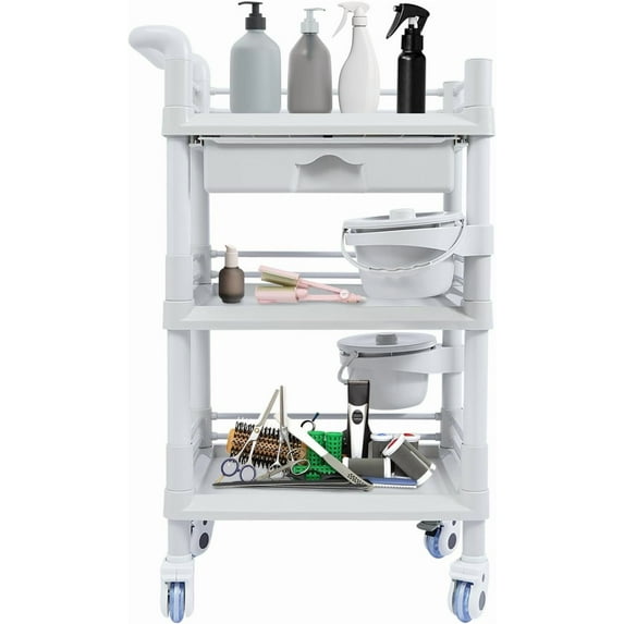 Mobile Medical Trolley Cart, 3 Tiers Beauty Salon Rolling Trolley with ...