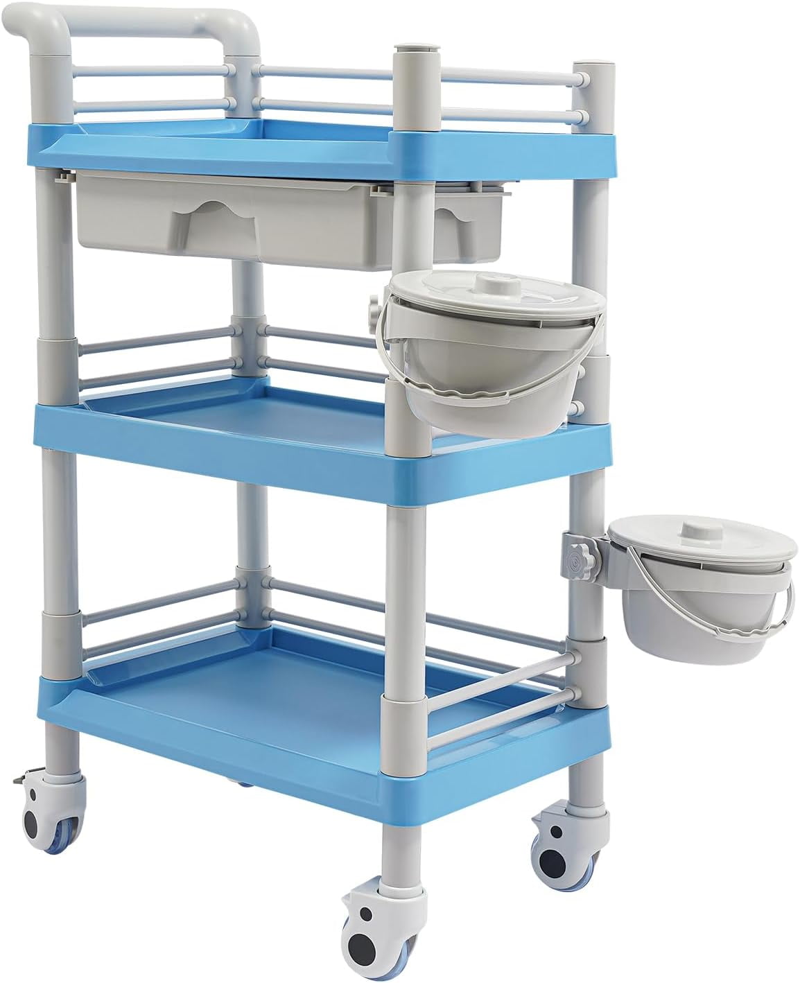 Mobile Medical Trolley Cart, 3 Tiers Beauty Salon Rolling Trolley with ...