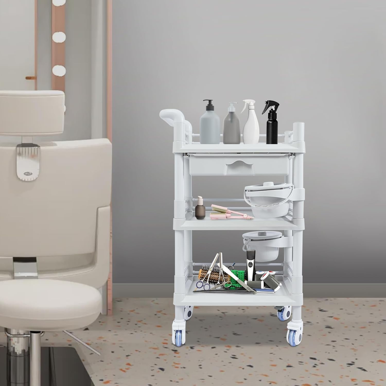 Mobile Medical Trolley Cart Portable 3-Tier Professional Cart, Utility ...