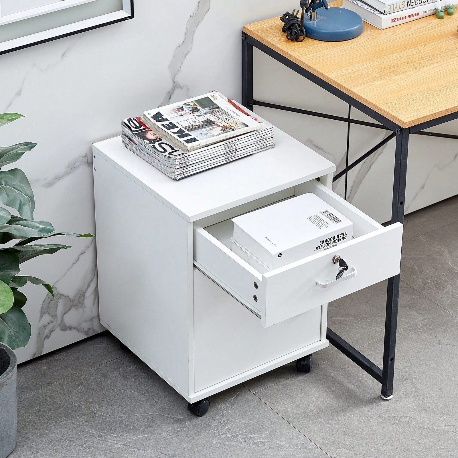 Mobile Office Cabinet With 1 Lockable Drawer & Storage Cabinet Box ...