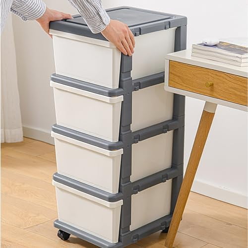 Mobile Office Filing Cabinet,4-Drawer Plastic Organizer with Wheel for ...