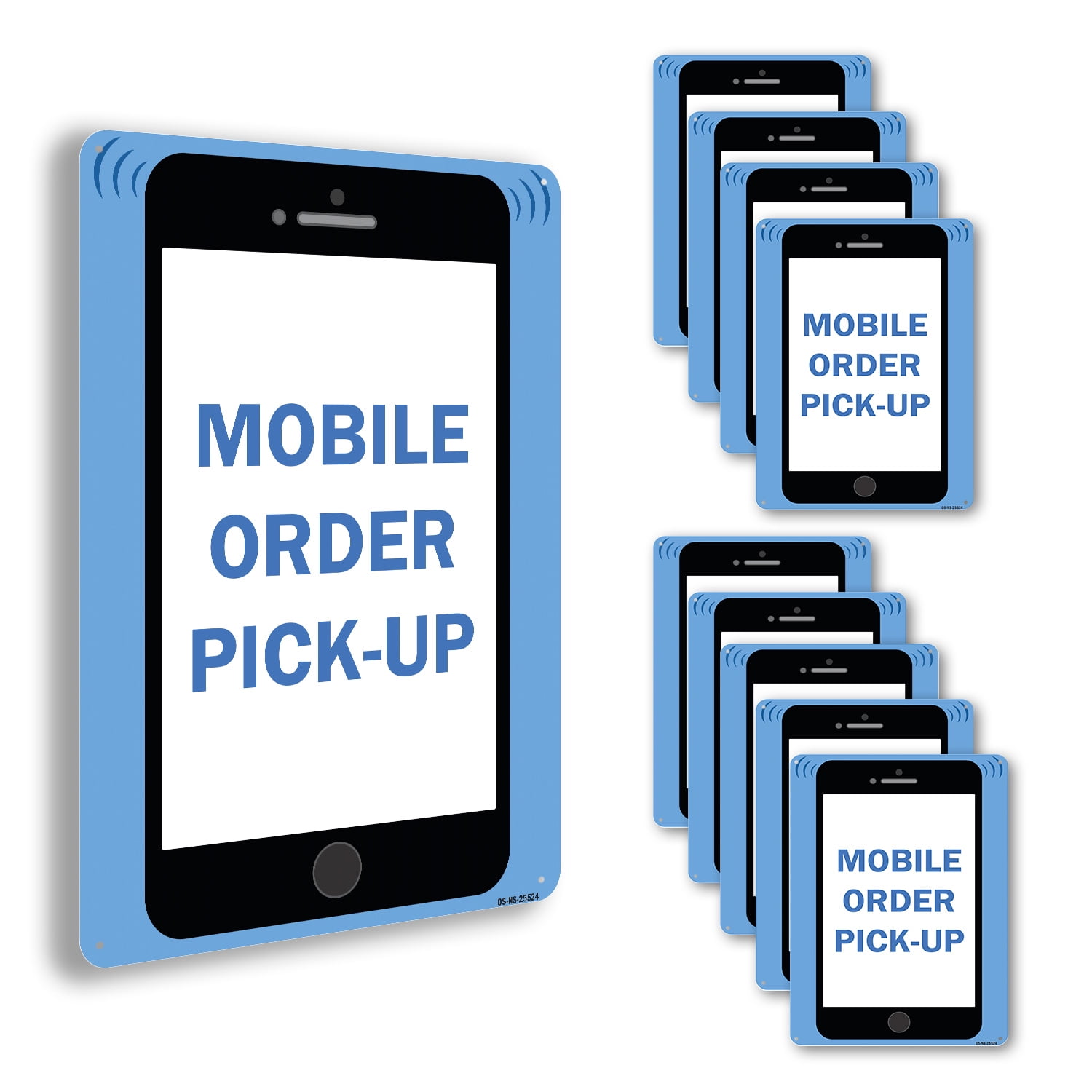 Mobile Order Pick Up Public Safety Rigid Plastic Sign 24 Inch x 18 Inch ...
