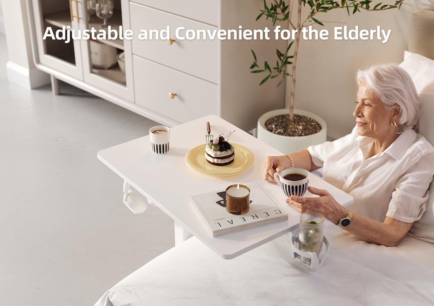 Mobile Overbed Table with Wheels - 25.5" Adjustable Height Standing Desk for Hospital & Home Use ...