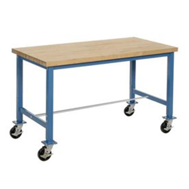 Mobile Packaging Workbench - Maple Butcher Block Safety Edge - Blue ...