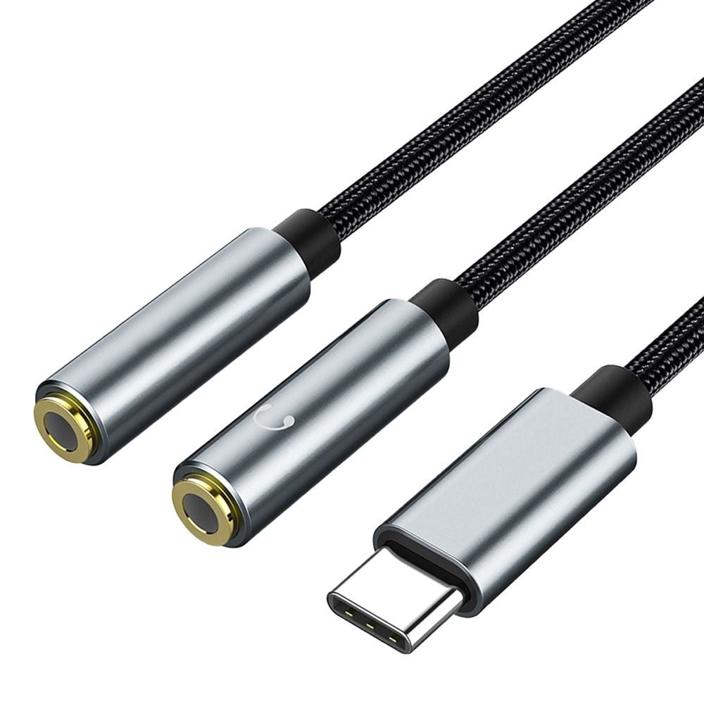 Mobile Phone HiFi Headset Adapter 1 to 2 USB Type C to Dual 3.5mm Audio ...