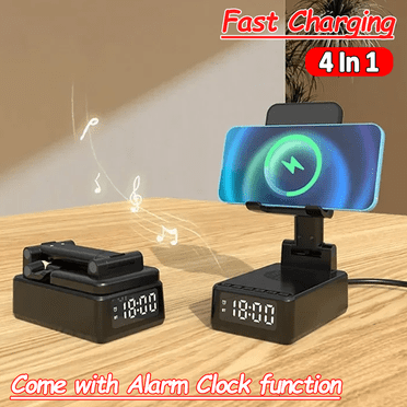 Multifunctional Bluetooth Wireless Charger Stand Alarm Clock Speaker ...
