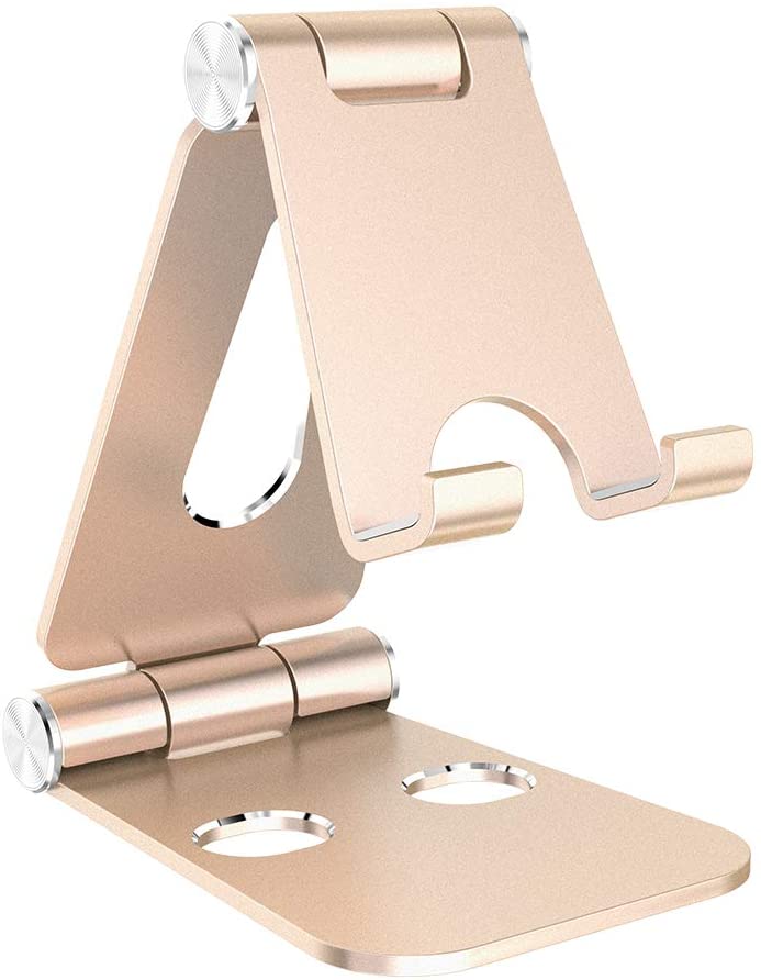 Mobile Phone Stand Adjustable Foldable Aluminium Tablet Stand Golden ...
