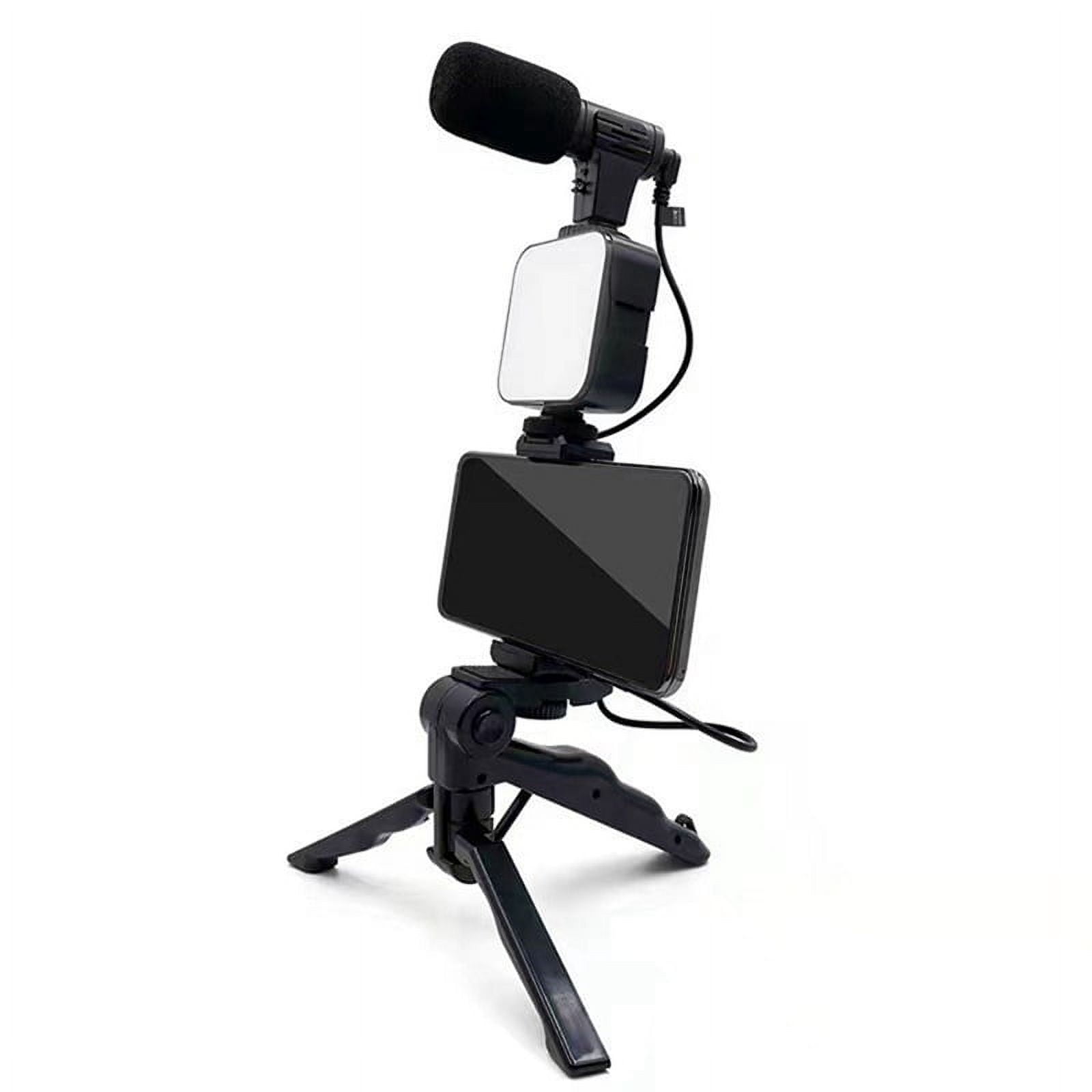 Mobile Phone Tripod Kit with Microphone LED Fill Vlog Video Making Kit ...