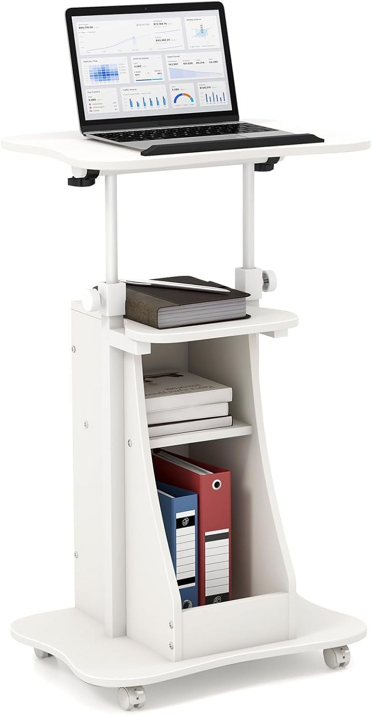 Mobile Podium Stand, Height Adjustable Laptop Cart with Tilting ...
