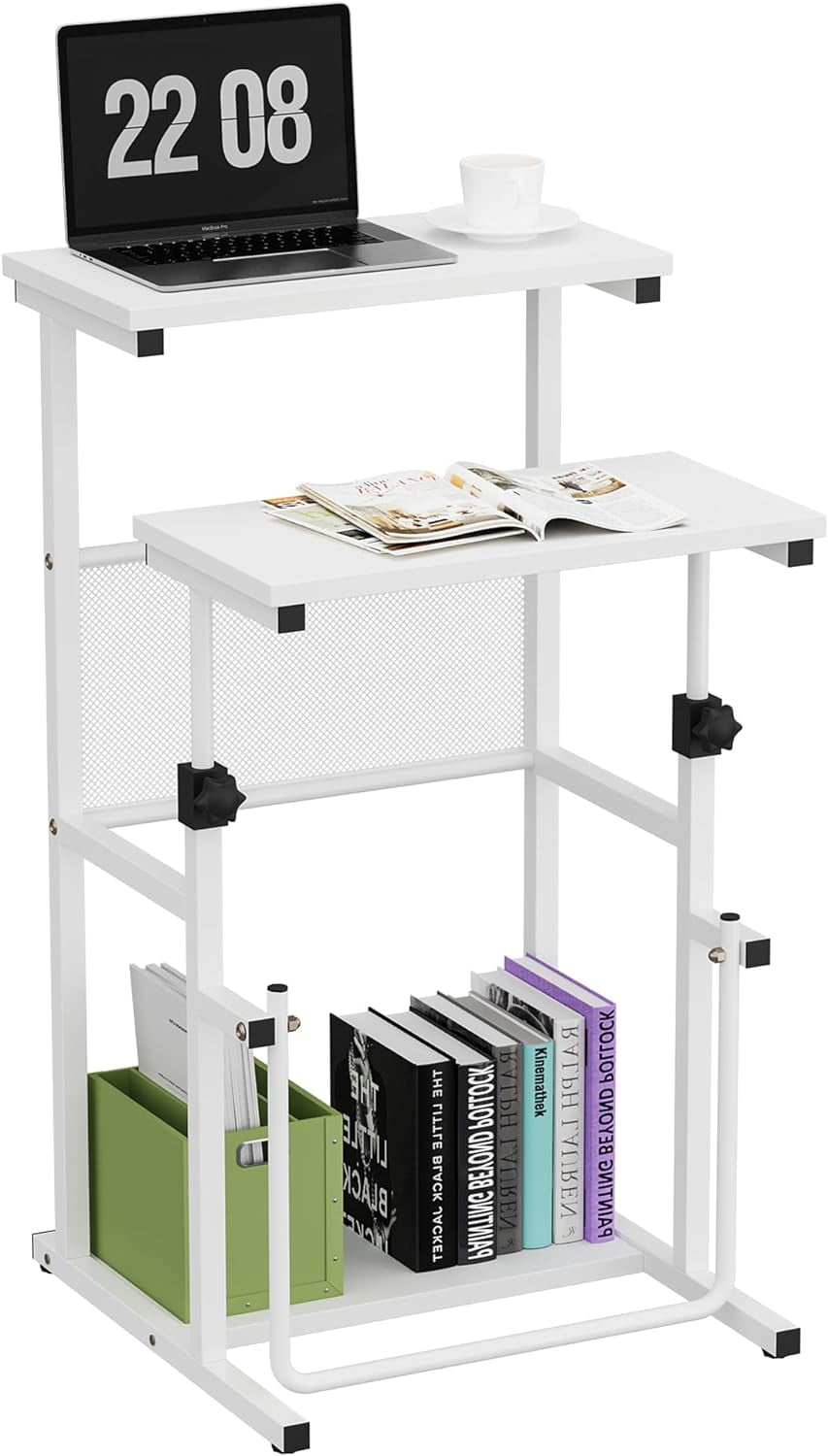 Mobile Podium Stand, Rolling Laptop Cart w/Adjustable Height, Portable ...