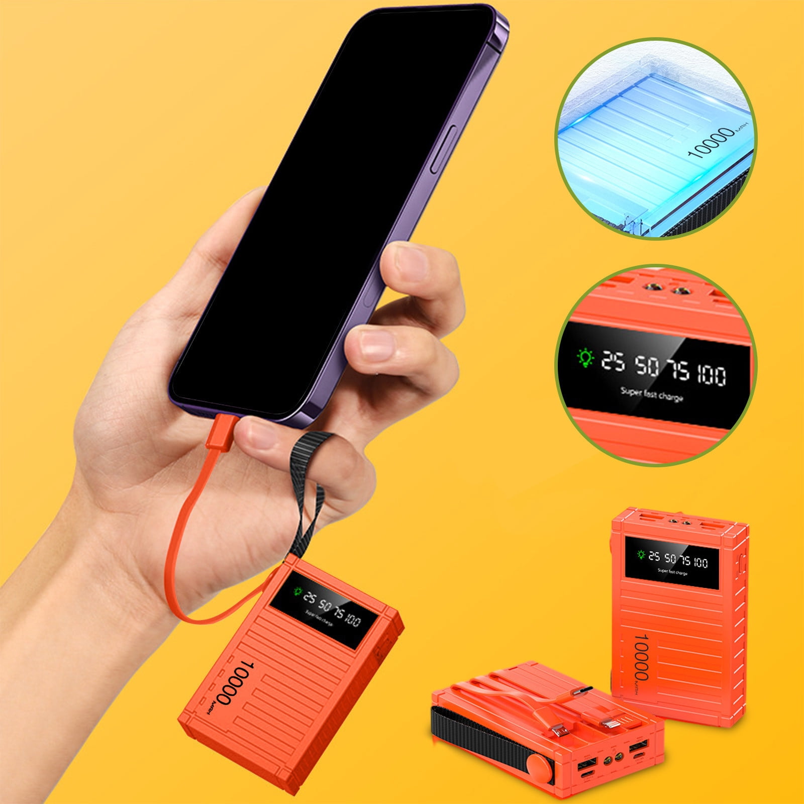 Mobile Power Bank 10000 Milliampere Compact And Convenient Hanging Rope ...