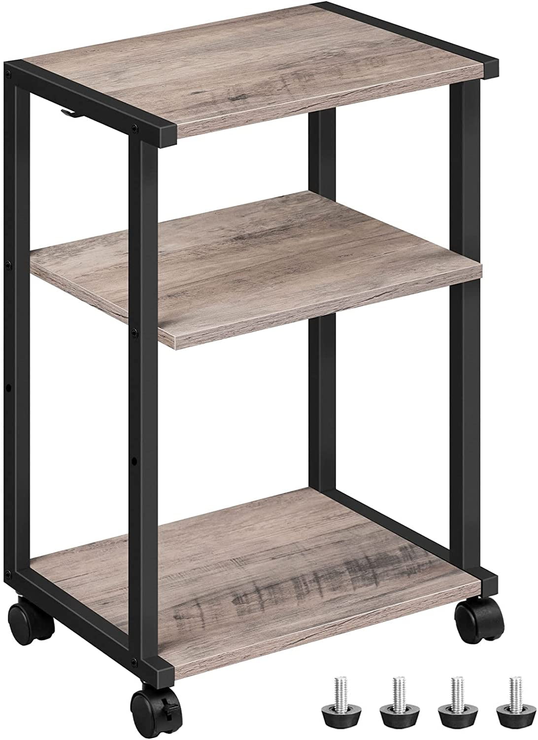 Mobile Printer Stand, 3-Tier Printer Cart Under Desk with Storage ...