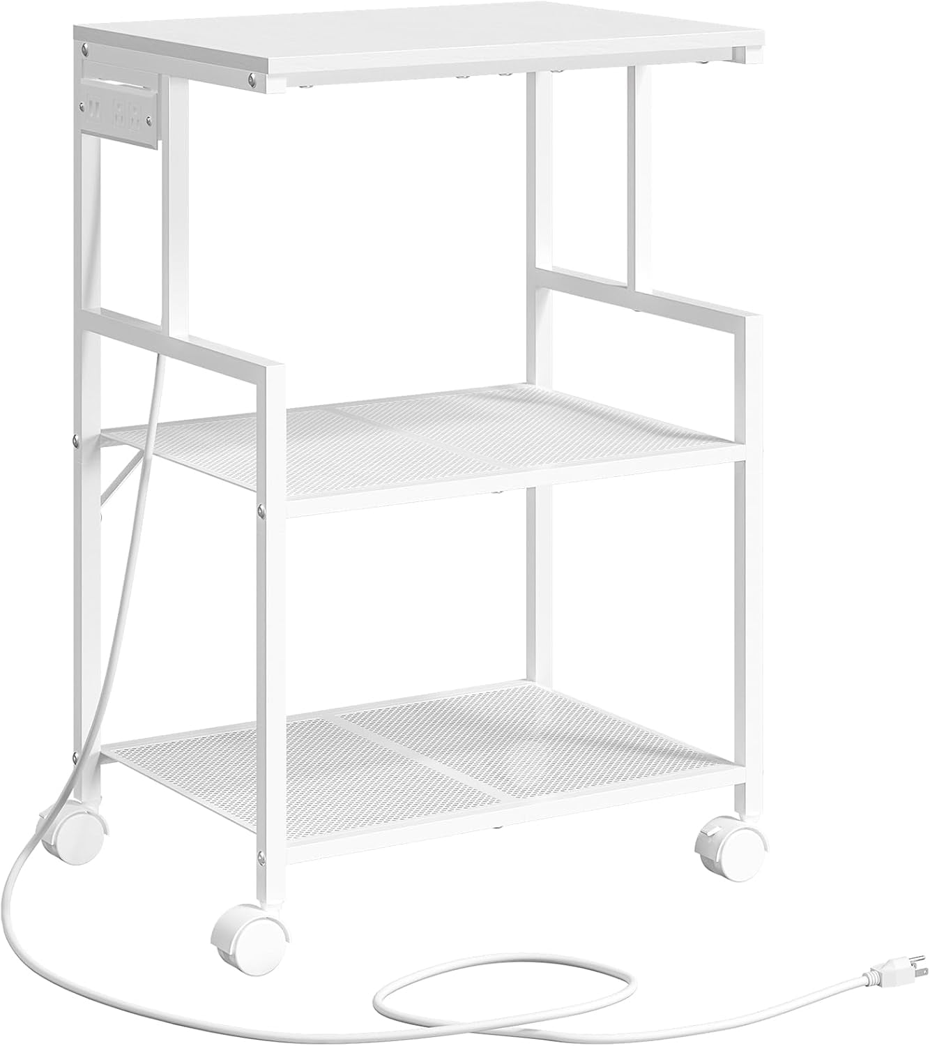 Mobile Printer Stand, 3-Tier Industrial Printer Cart with 2 AC Outlets ...