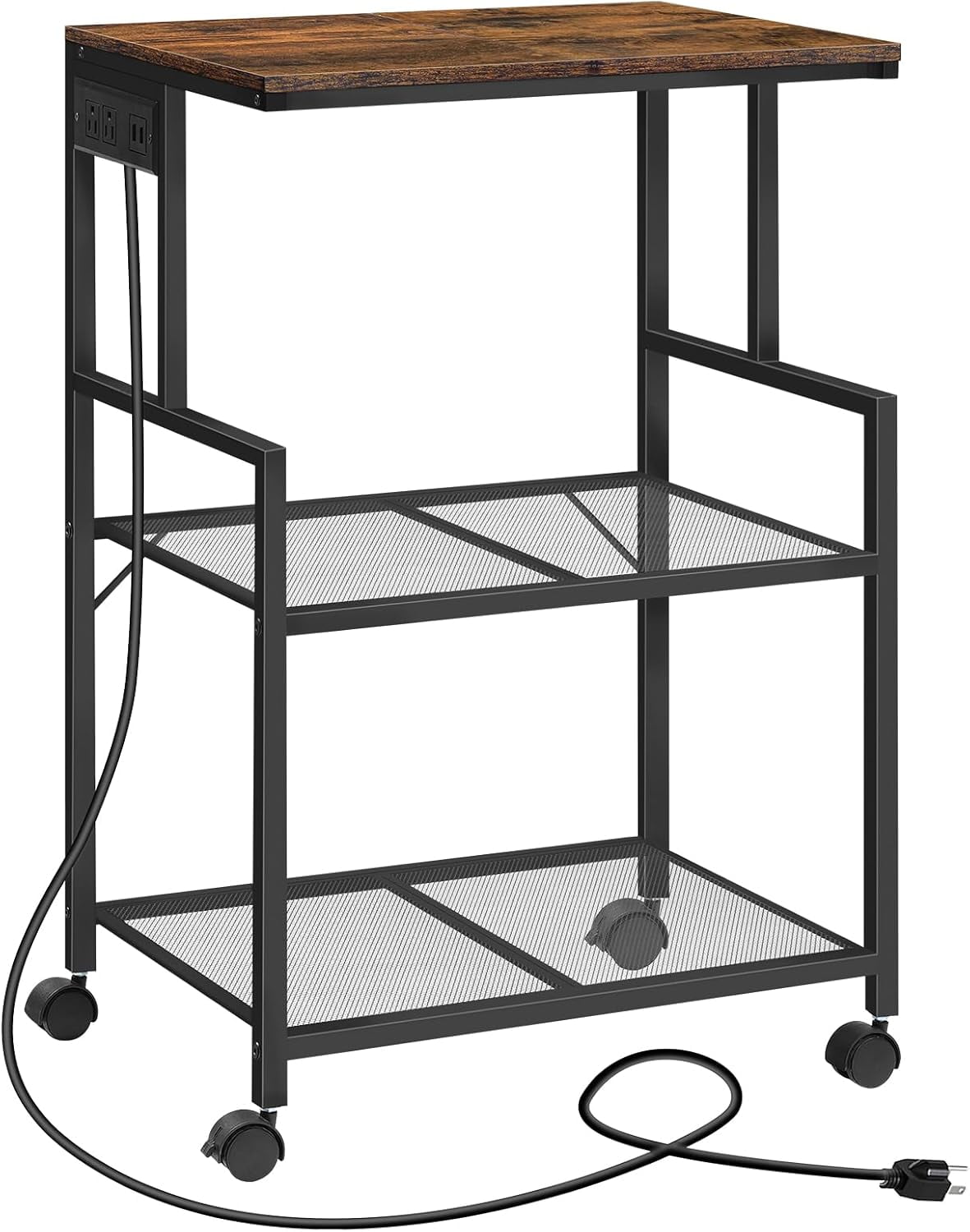Mobile Printer Stand, 3-Tier Industrial Printer Cart with Power Outlets ...
