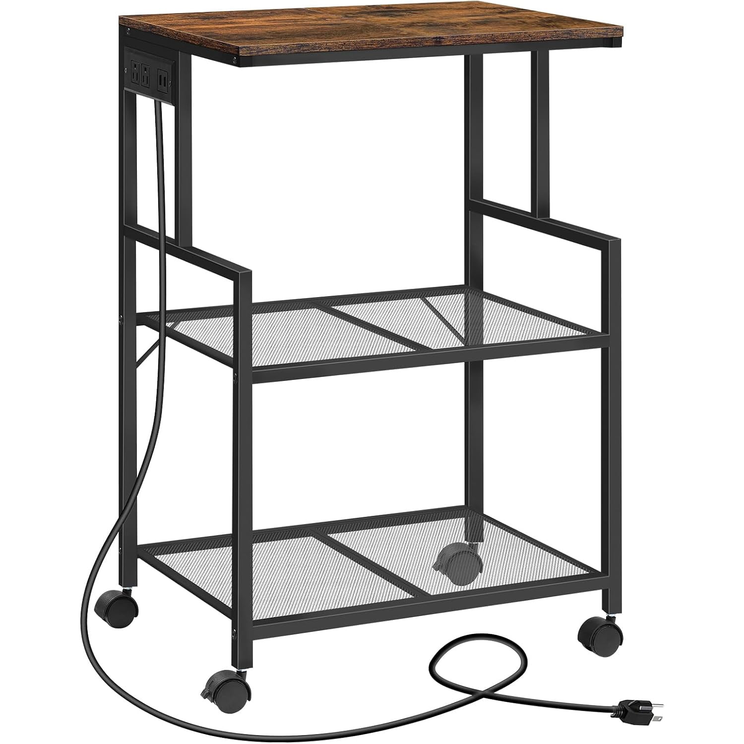 Mobile Printer Stand, 3-Tier Industrial Printer Cart with Power Outlets ...