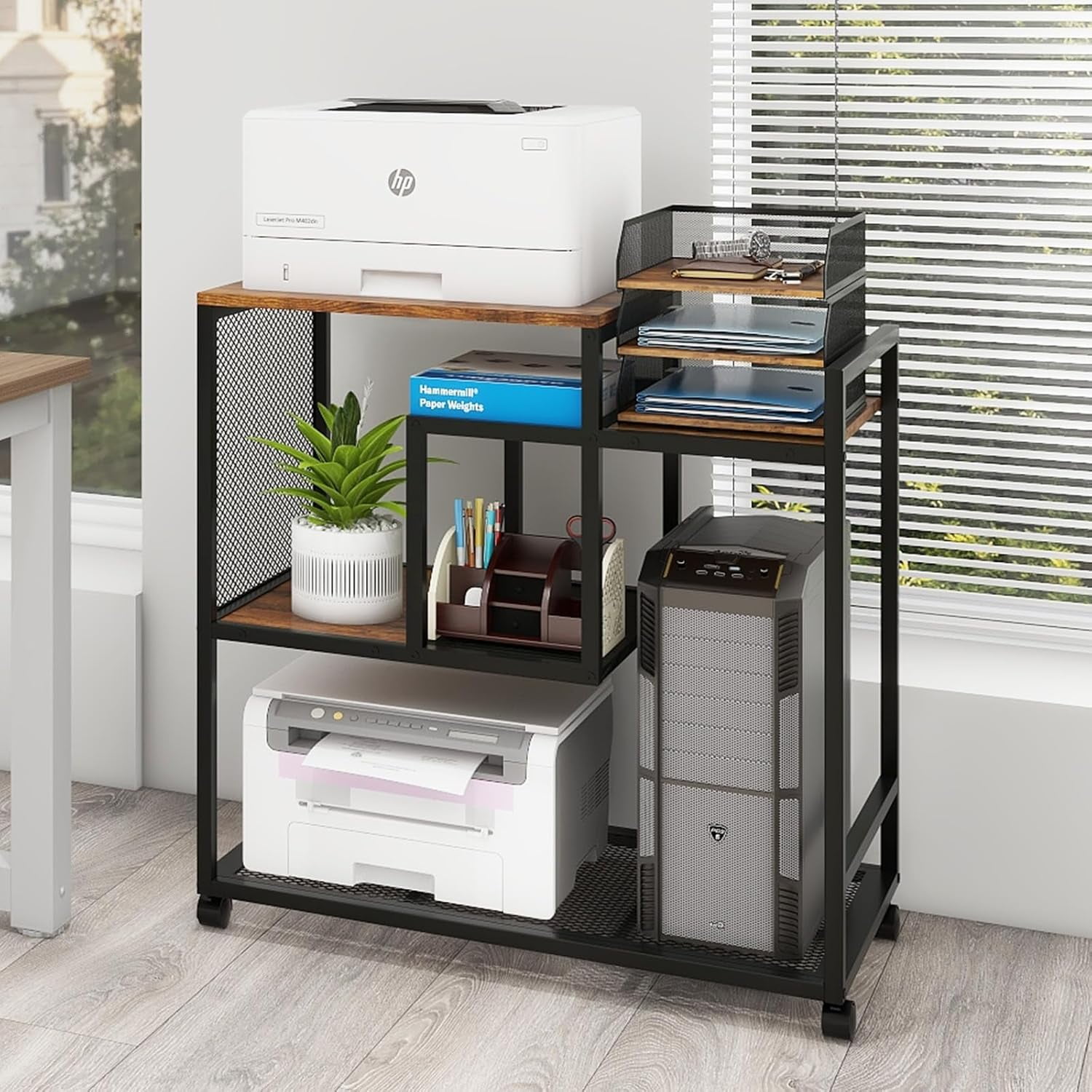 Mobile Printer Stand with Wheels,Computer Host Cart,PC Tower Stand ...