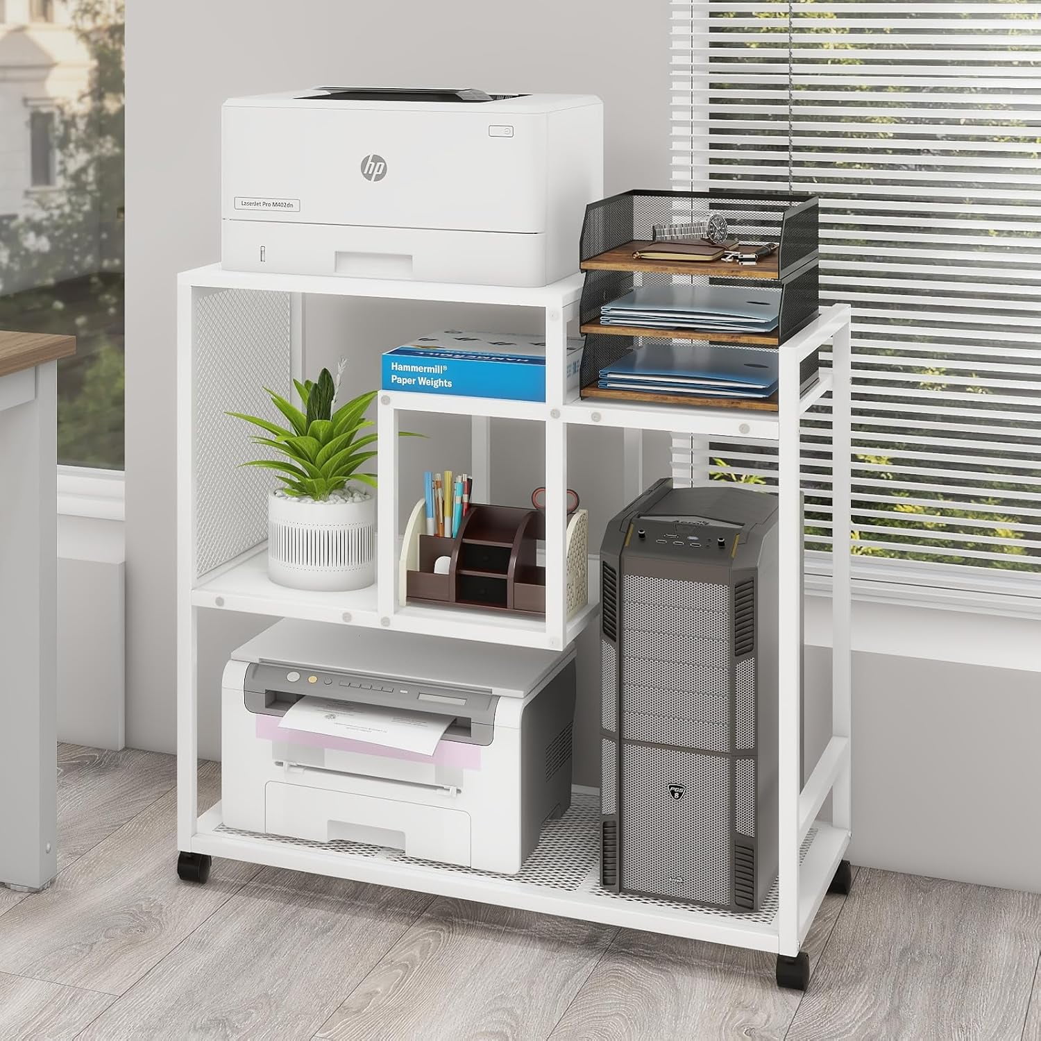 Stand with Wheels,Computer Host Cart,PC Tower Stand, Multi-Functional ...