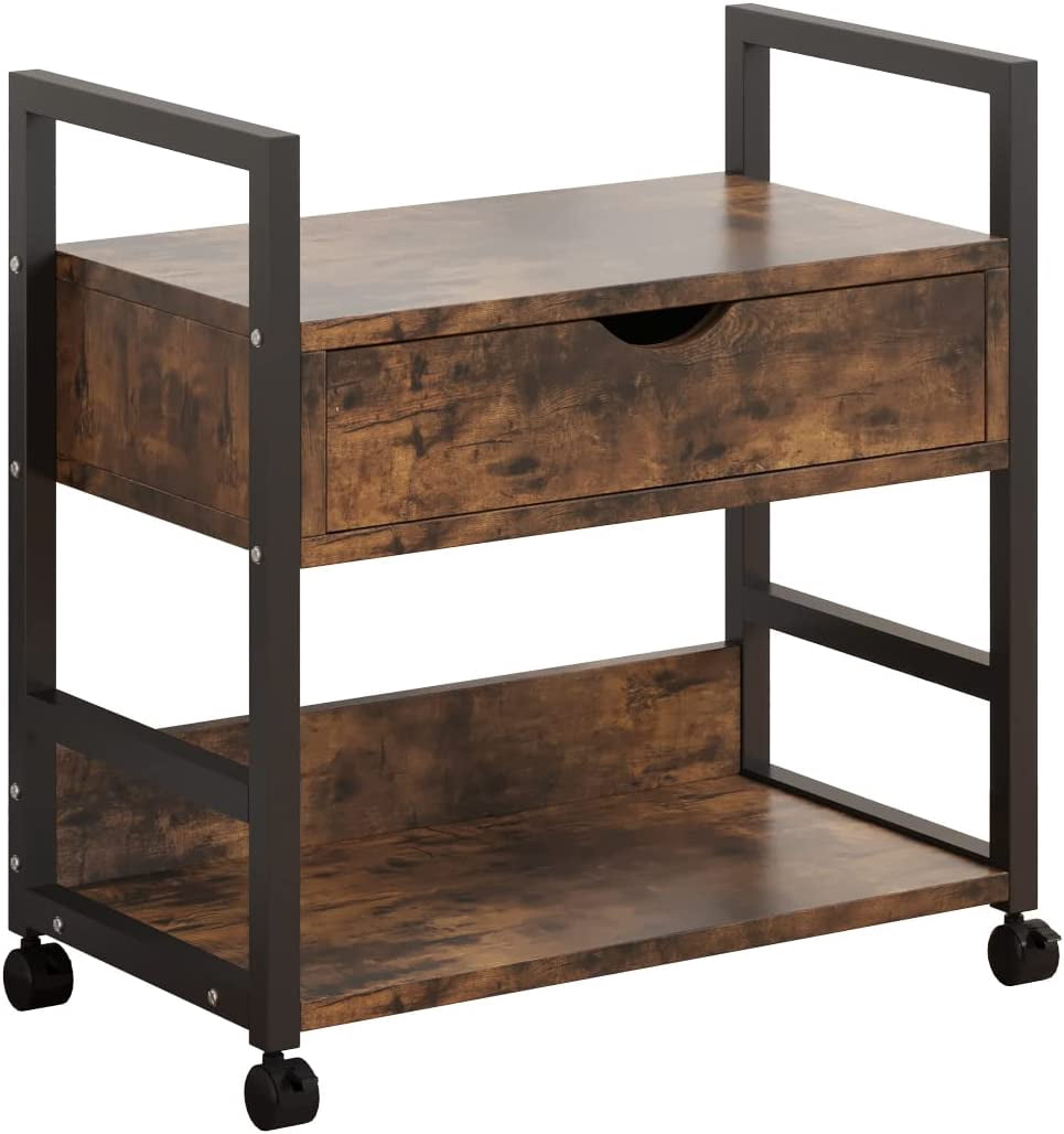 Mobile Printer Stand with Storage Drawer, Utility Carts with Wheels ...