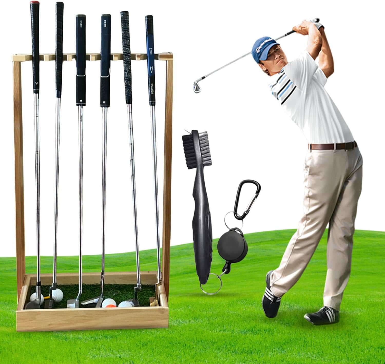 Mobile Pro Shop Wooden Premium Wooden Golf Putter Stand - Indoor ...