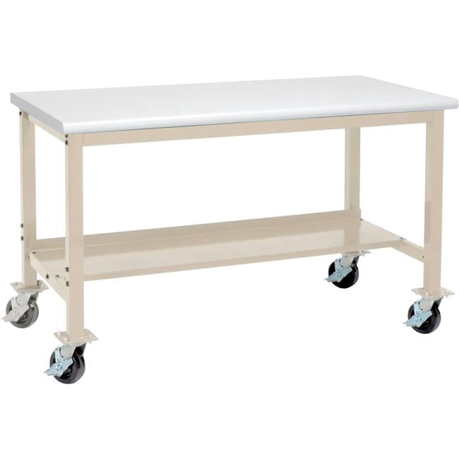 Mobile Production Workbench with Plastic Laminate Safety Edge - Tan ...