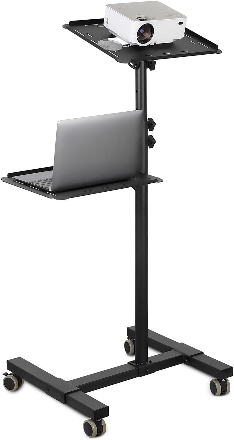 Mobile Projector and Laptop Stand (2 Shelves), Rolling Cart with ...