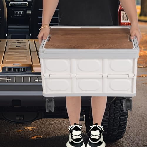 Mobile Rolling Crate with Lid, Collapsible Storage Crate with Handle ...