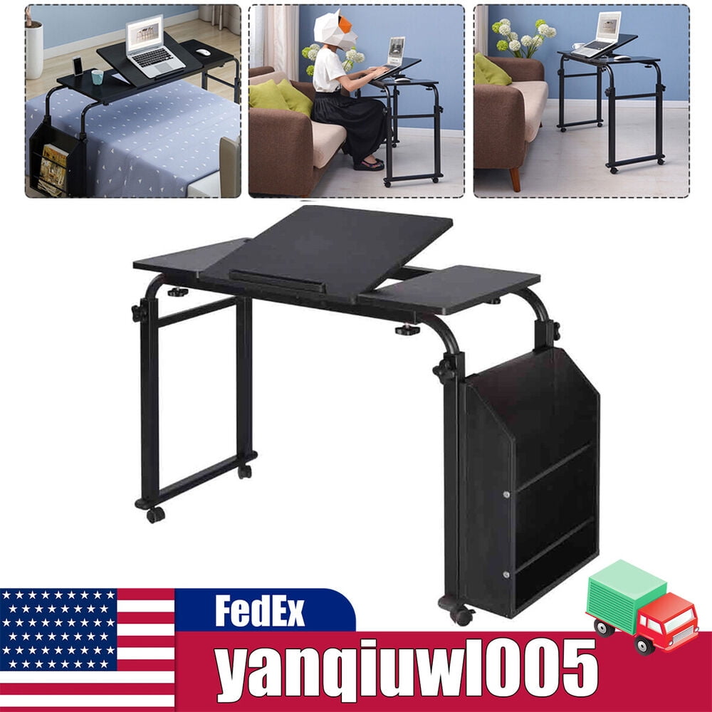 Mobile Rolling Laptop Desk Overbed Table Stand Hospital Bed Adjustable ...