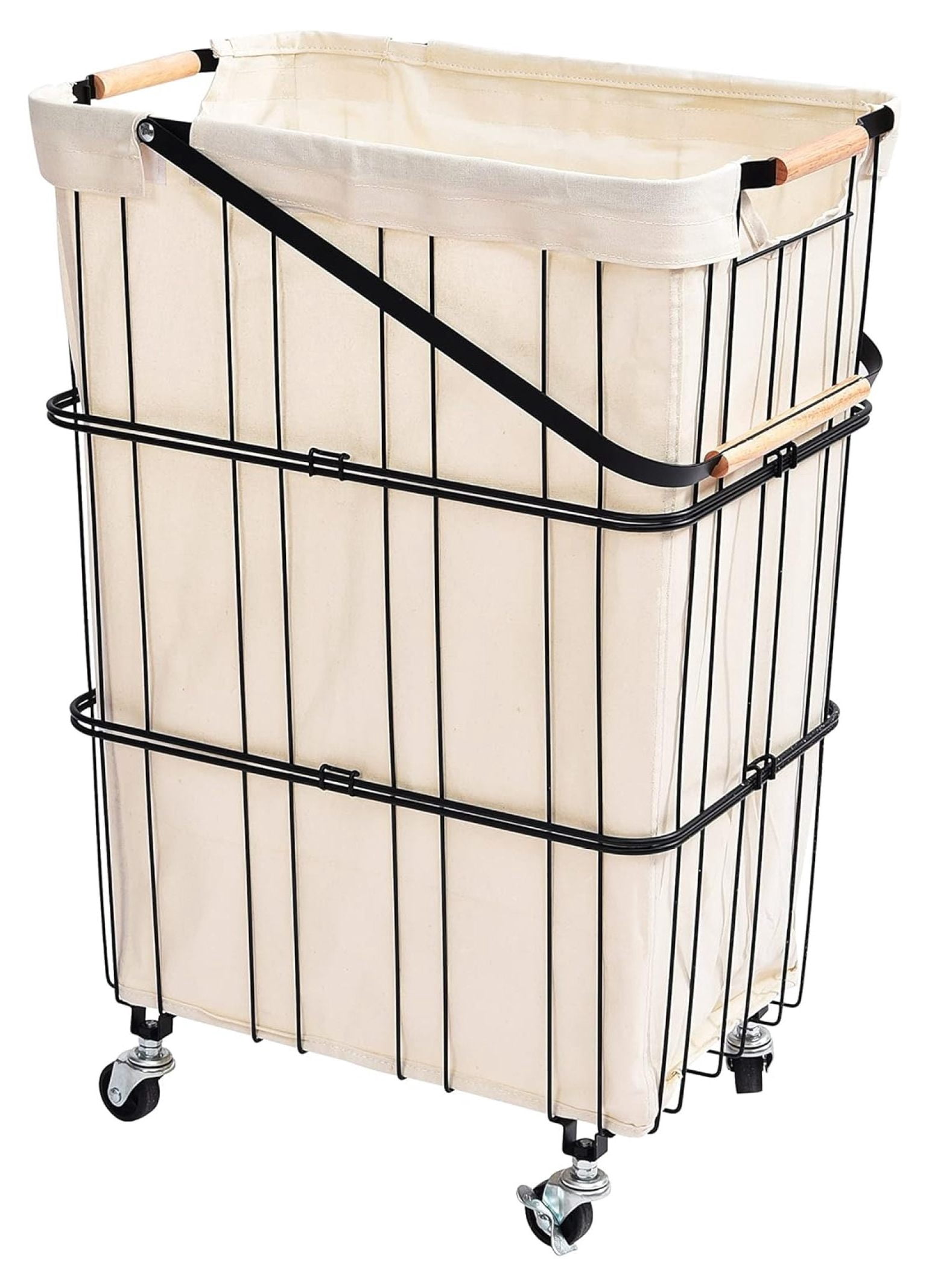 Mobile Rolling Storage Laundry Basket Cart with Handle - WLS1736 ...