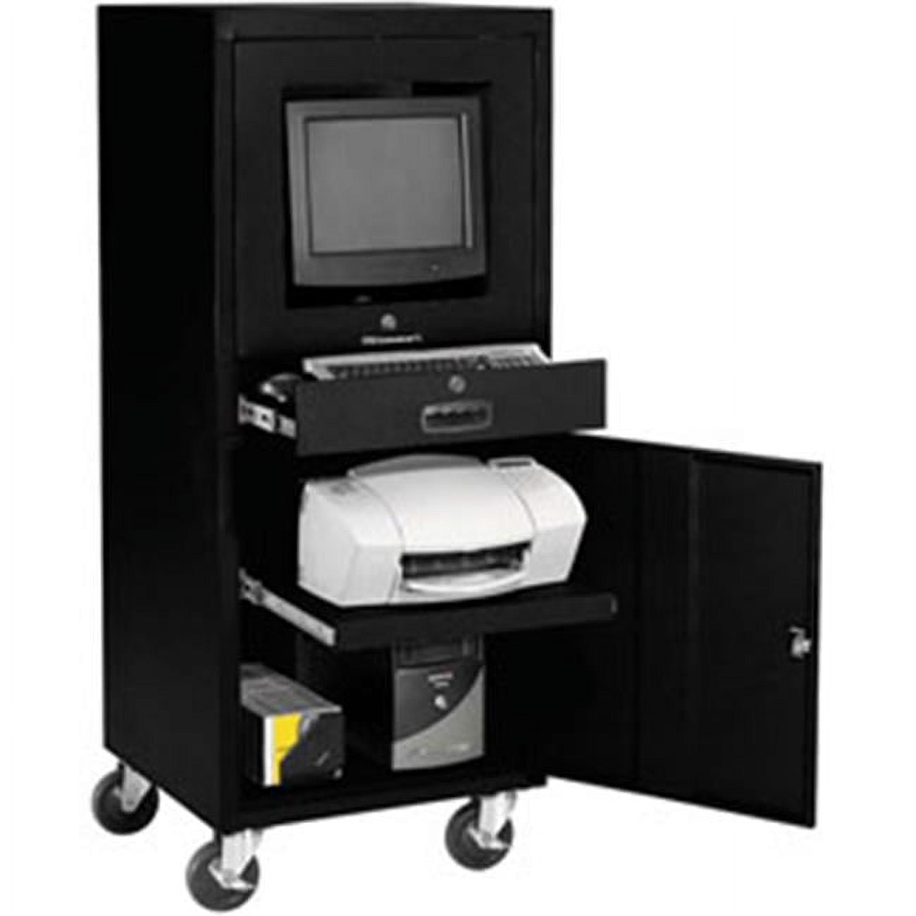 Mobile Security Computer Cabinet, Black, 24-1/2"W x 22-1/2"D x 60-3/8"H ...