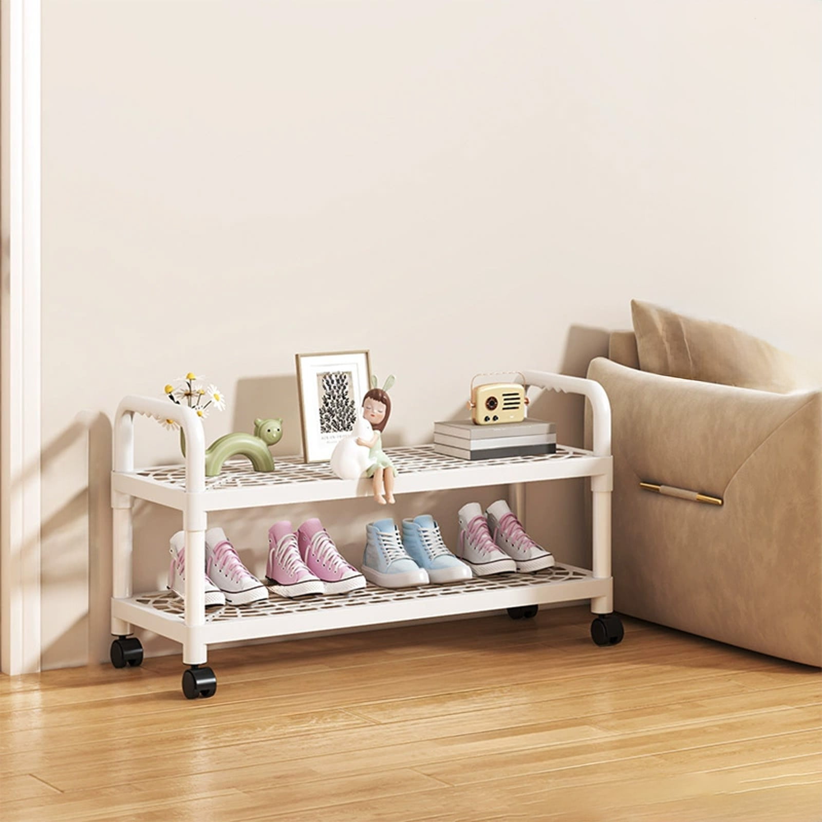 Mobile Shoe Rack, Plastic Durable Easy To Install And Disassemble With ...