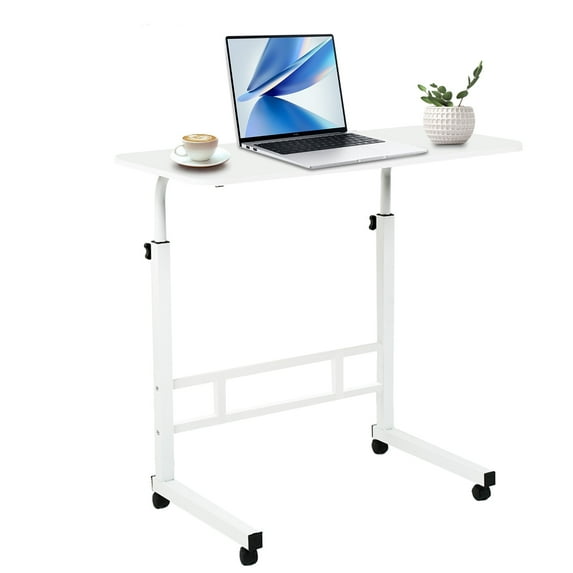 Mobile Side Table 23.7 inch Computer Desk with Wheels Height Adjustable ...