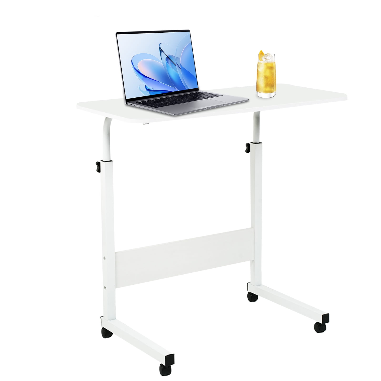 Mobile Side Table 23.7 inch Computer Desk with Wheels Height Adjustable ...