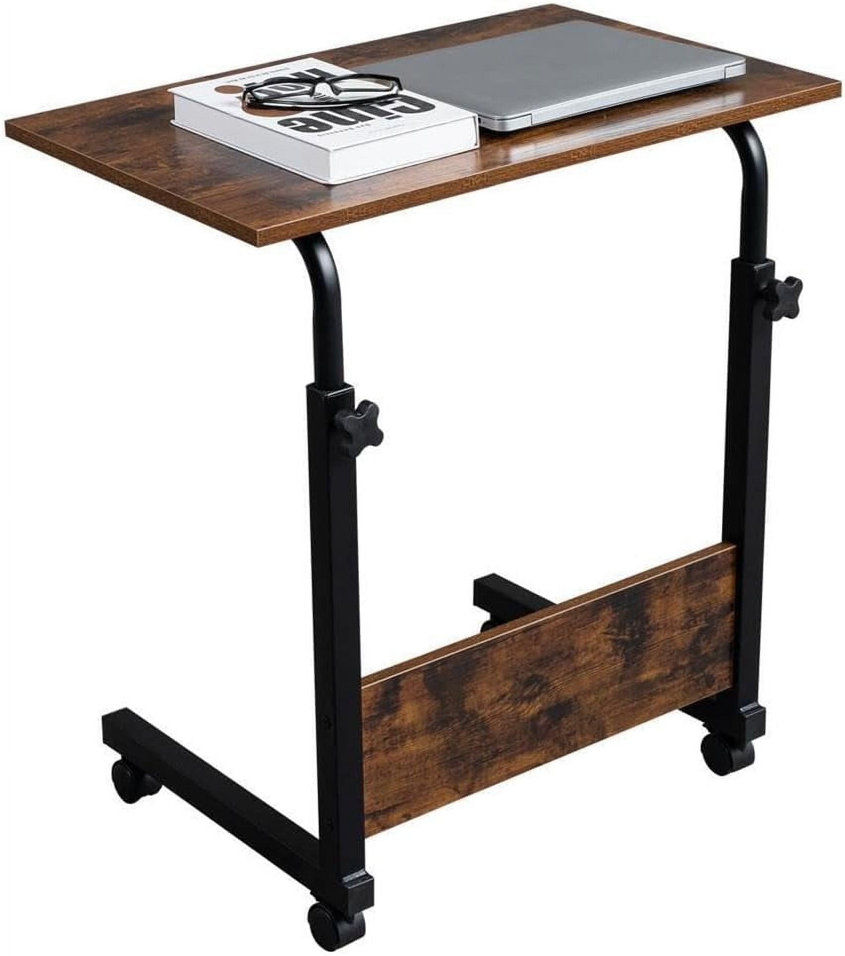 Mobile Side Table 31.5 Inch Computer Desk with Wheels Height Adjustable ...