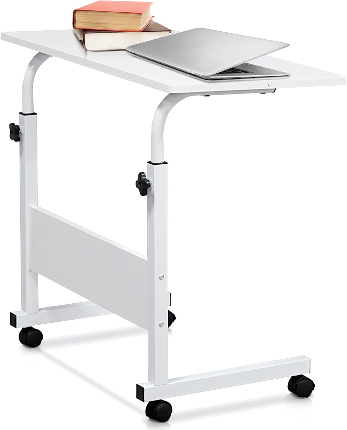 Mobile Side Table 31.5 inch Computer Desk with Wheels Height Adjustable ...