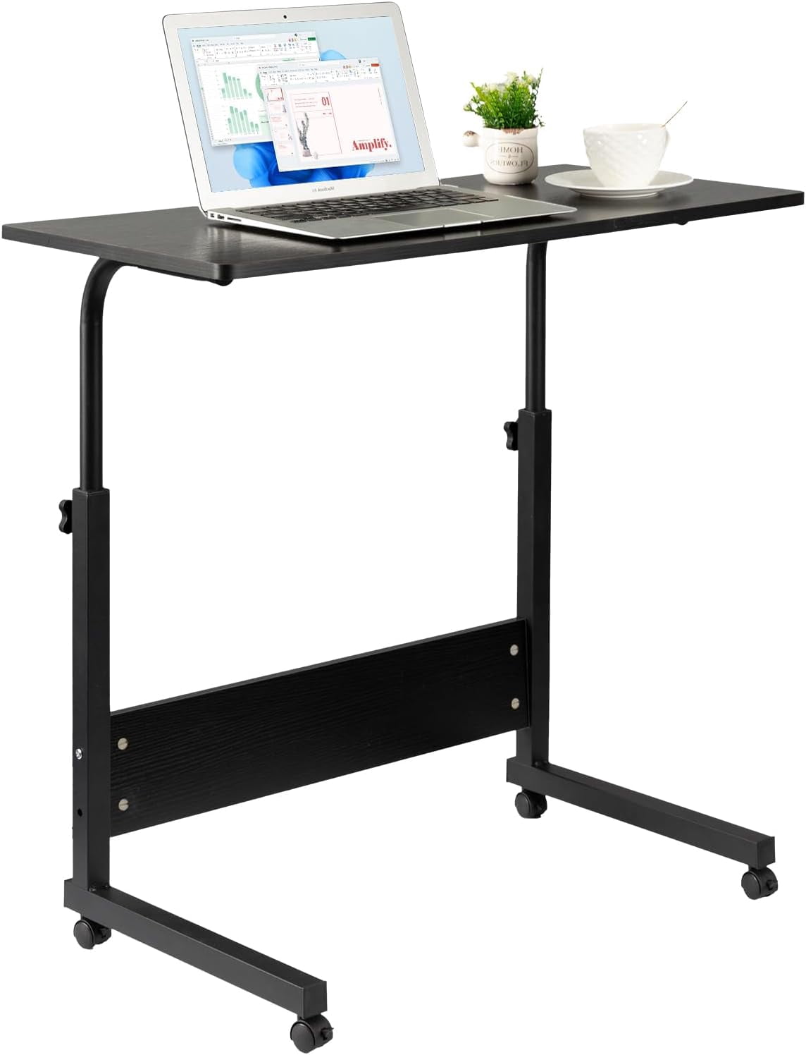 Mobile Side Table, Mobile Laptop Desk Cart, Adjustable Over Bed Table ...