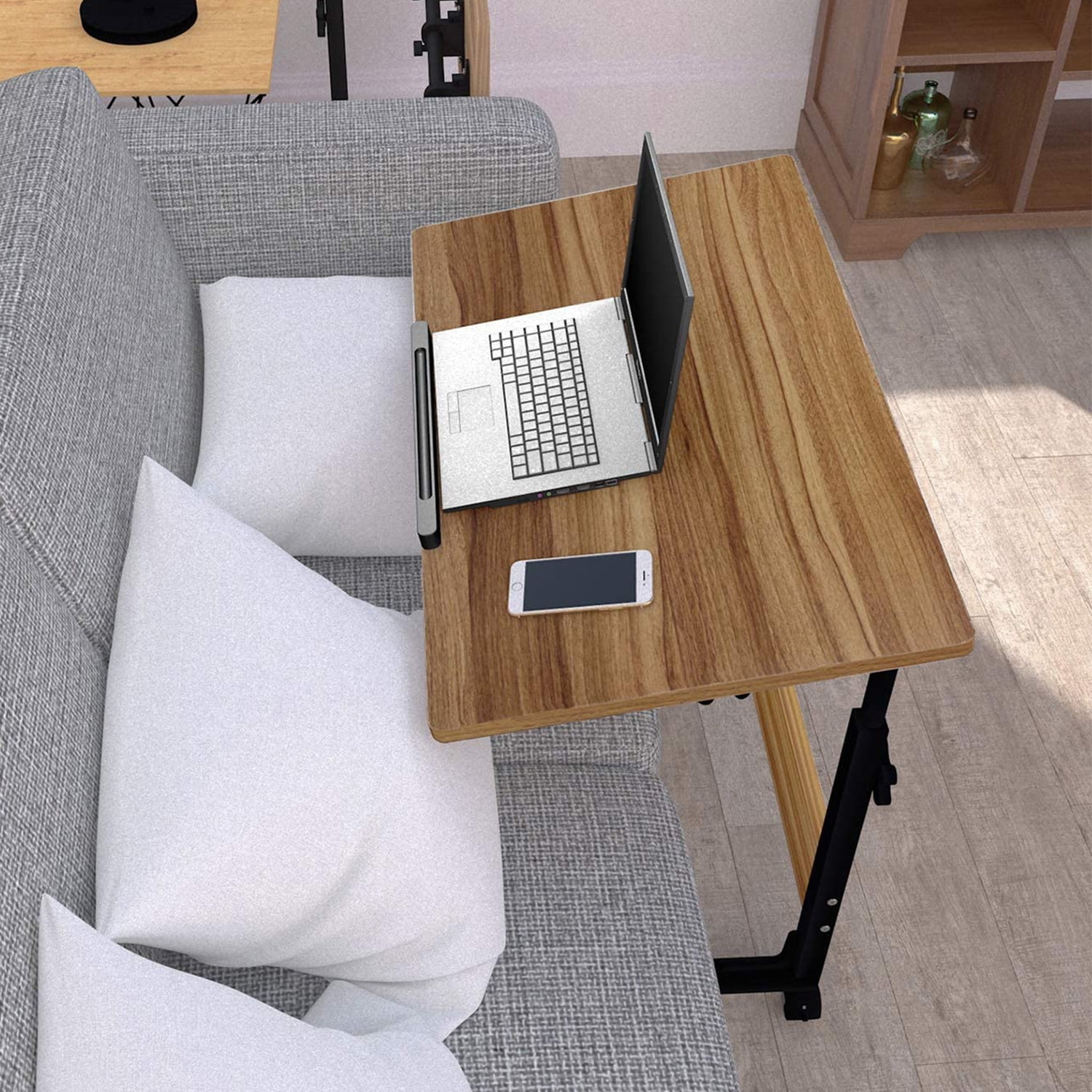 Mobile Side Table Standing Desk C-Shaped End Table Computer Desk with ...