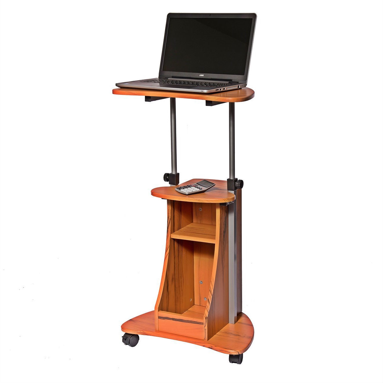 Mobile Sit Down Stand Up Desk Adjustable Height Laptop Cart in Wood ...