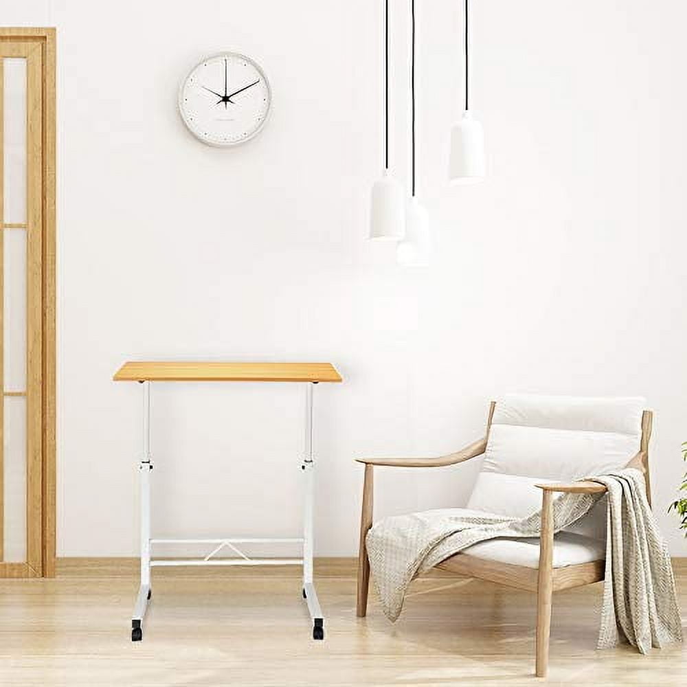 Mobile Sofa Side Table with Wheels, Rolling Coffee Snack Table, Height Adjustable Laptop Desk TV ...