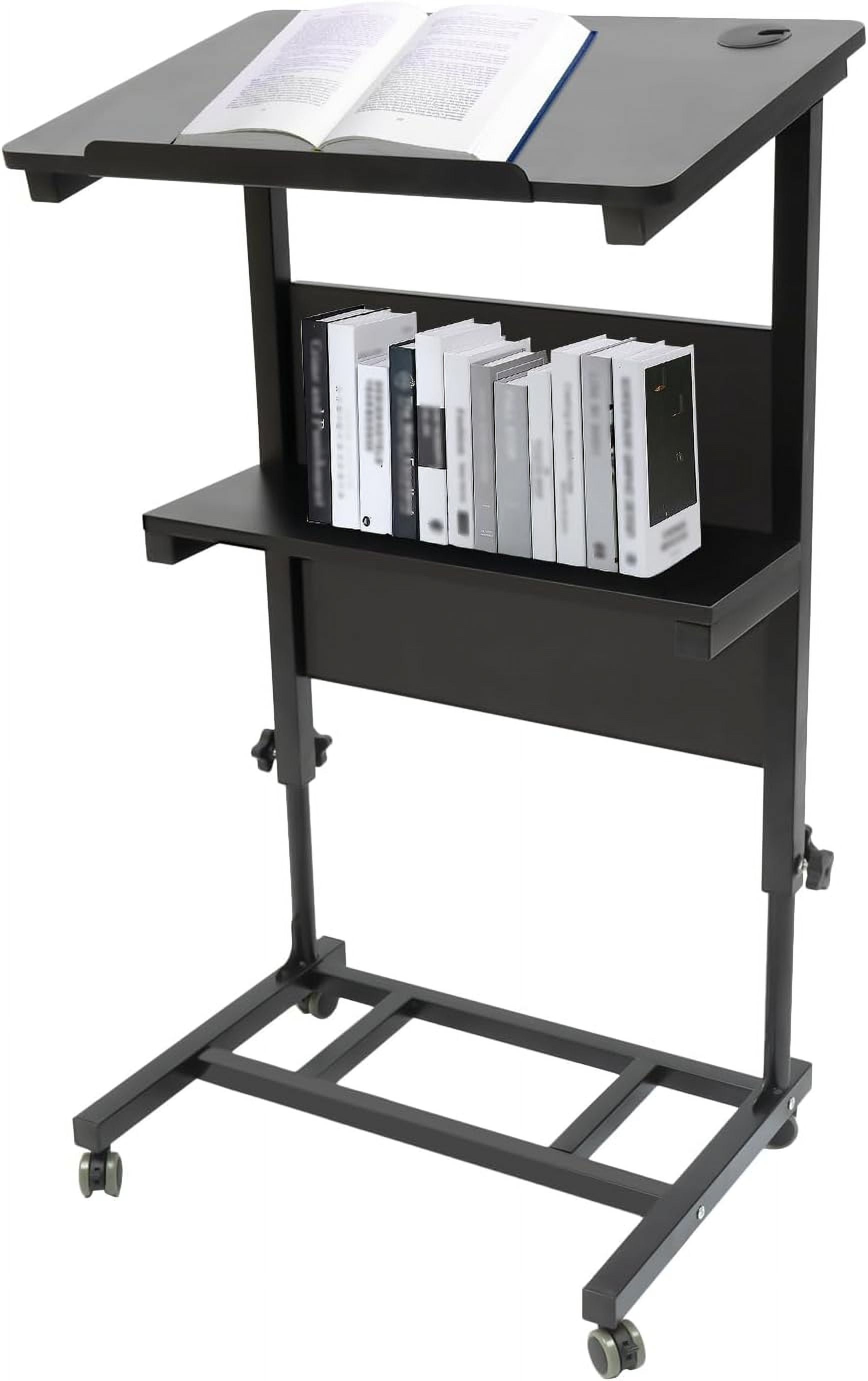 Mobile Stand Up Desk, Rolling Lectern Podium, Height Adjustable Podium ...
