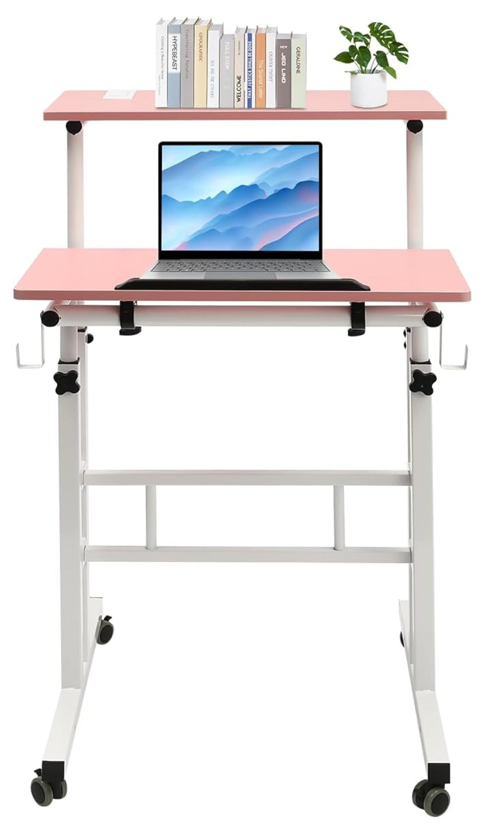Mobile Stand Up Desk With USB Interfaces & Socket, Adjustable Standing ...