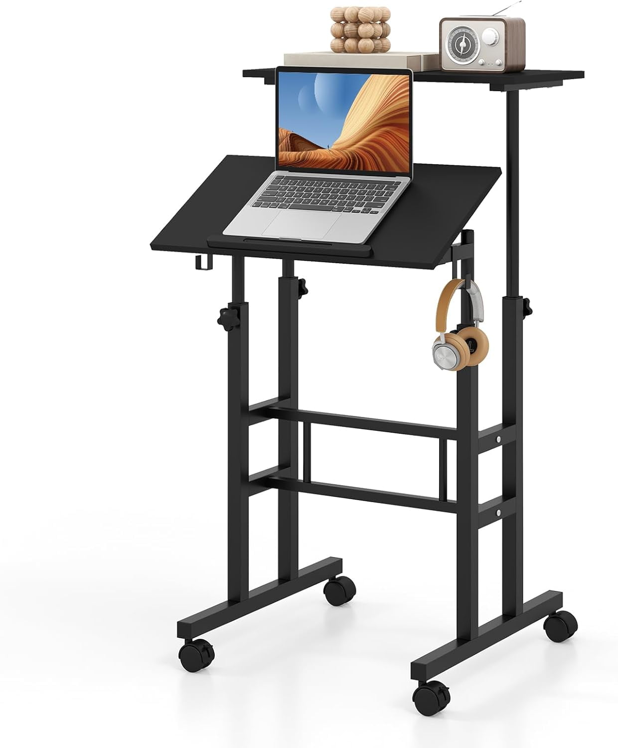 Mobile Standing Desk, Height Adjustable Laptop Cart with Tilting ...