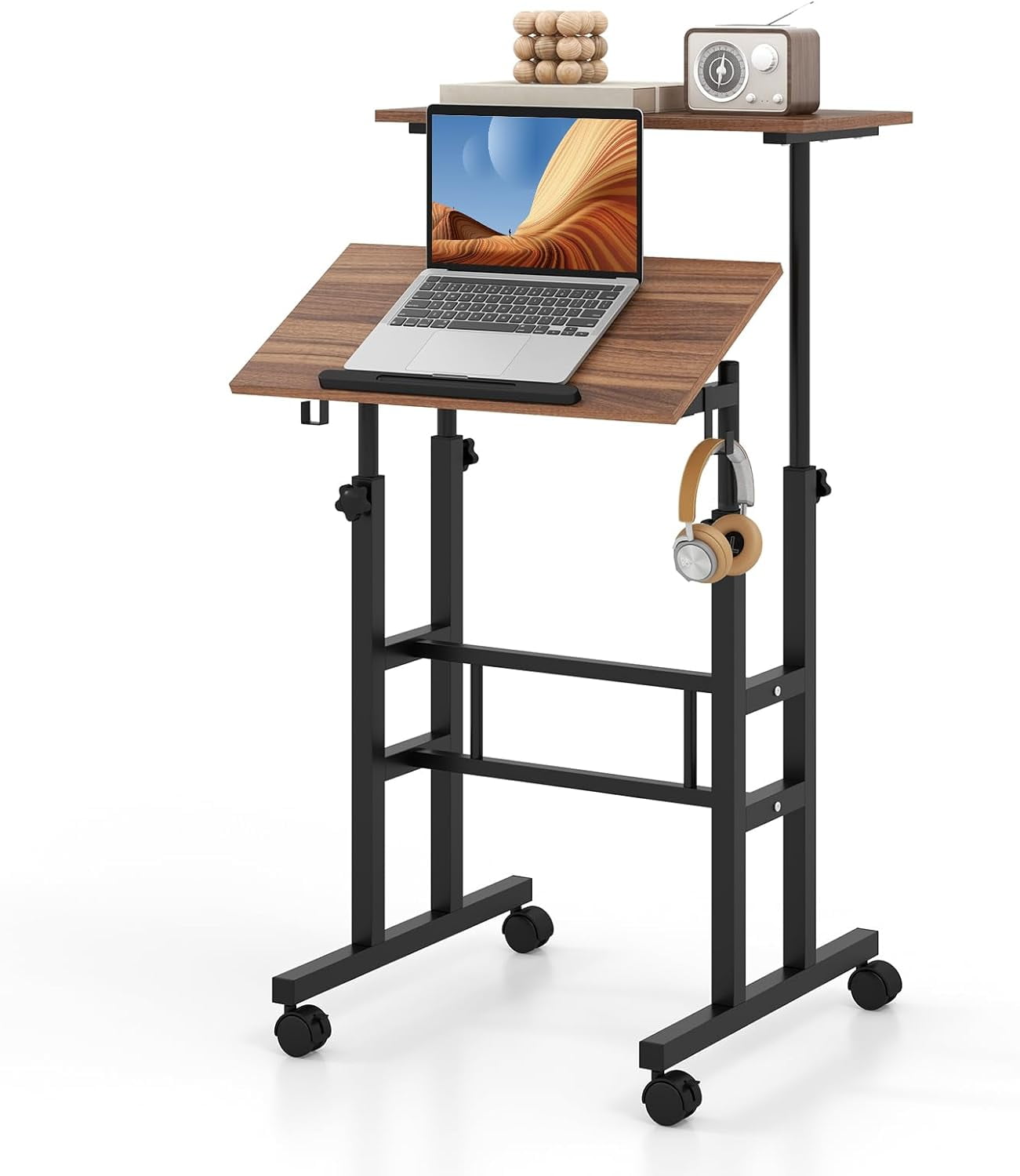 Mobile Standing Desk, Height Adjustable Laptop Cart with Tilting ...