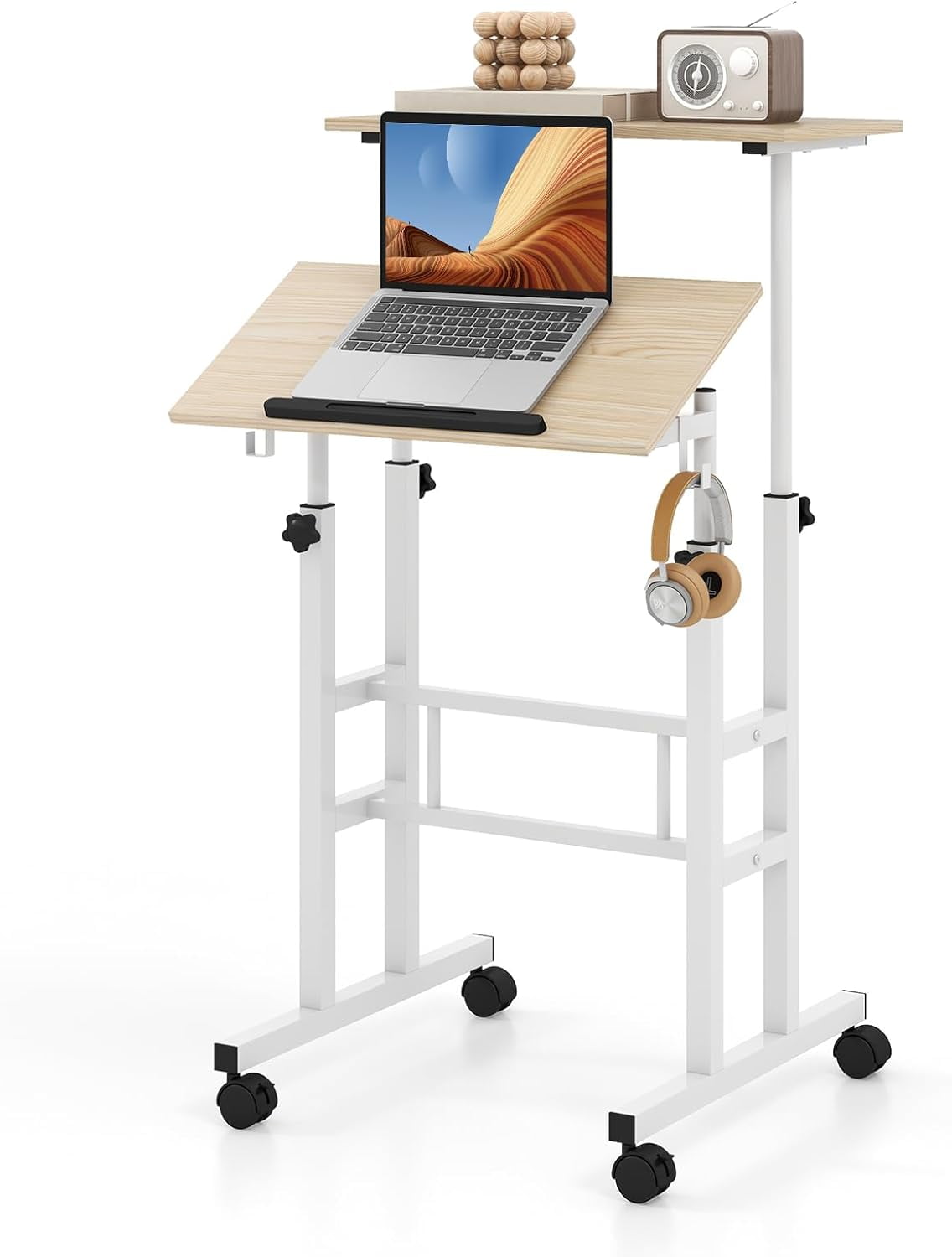 Mobile Standing Desk, Height Adjustable Laptop Cart with Tilting ...