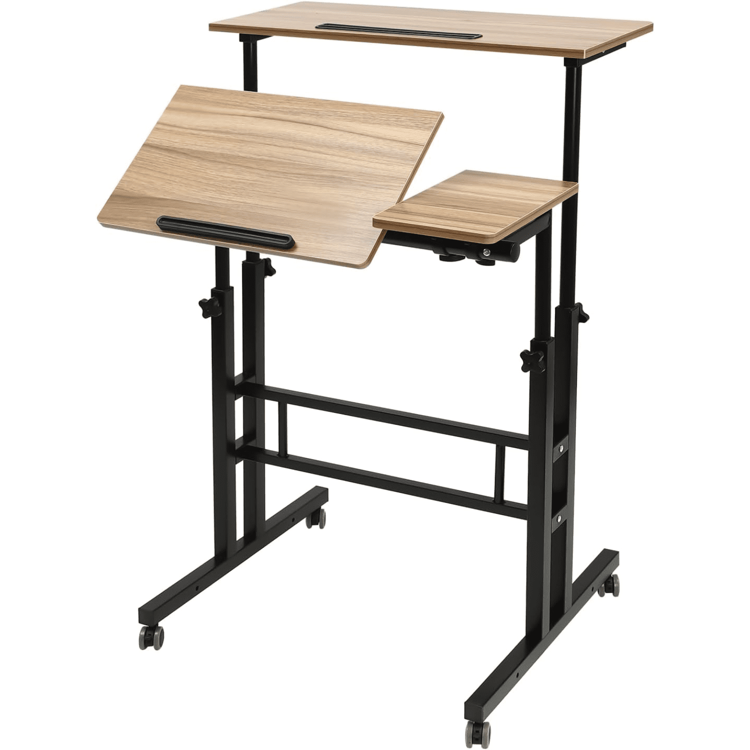 Mobile Rolling Laptop Desk With Tilt Top Height Adjustable Laptop Stand ...